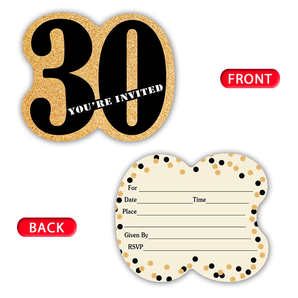 Haizct 15 Pack 30th Birthday Party Invitations With Envelopes,30th Party Invitations,30th Celebration,Birthday Party Invitations Cards For Adults