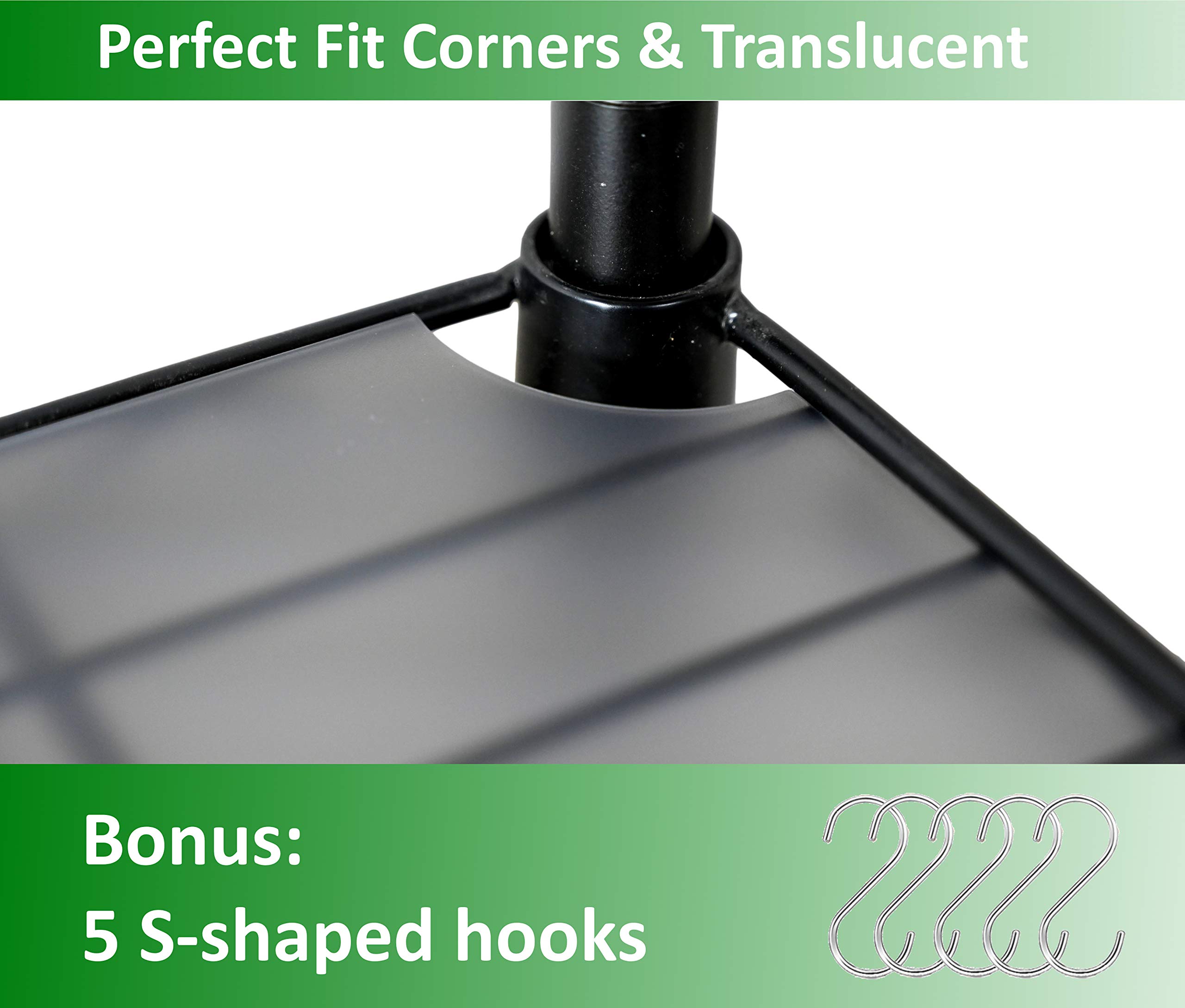 ACHub Wire Shelf Liners 18 x 48, Set of 5 & Bonus S-Shaped Hooks, Waterproof, Heavy Duty, Translucent Plastic Liners for Wired Rack Shelving Grey