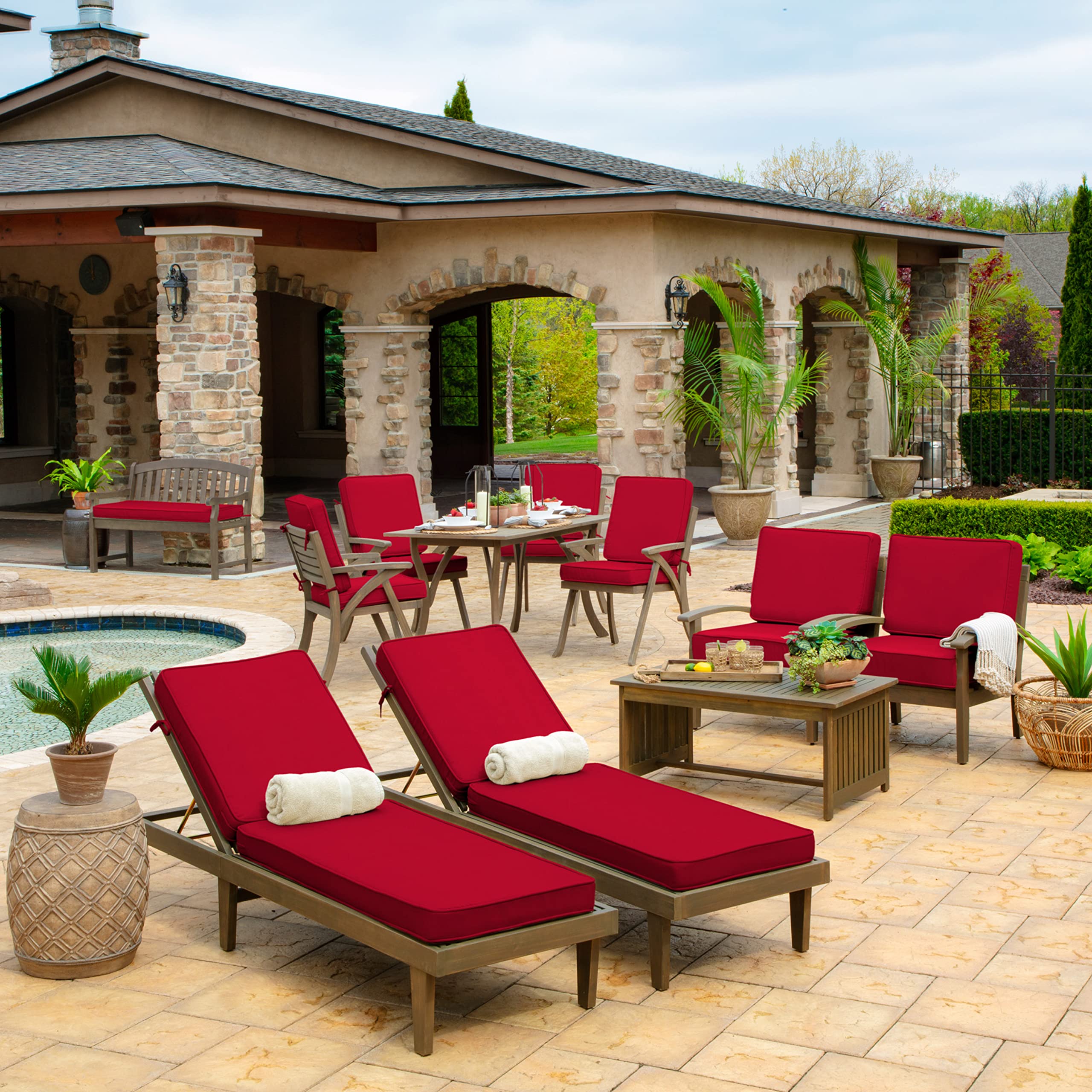 Arden Selections ProFoam Performance Outdoor Deep Seating Cushion Set 24 x 24, Caliente Red