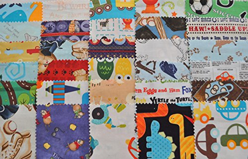I Spy Novelty Boy Fabric 5" Squares Charm Pack, 30 Different Pieces, 100% Cotton