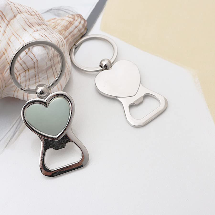 ARFUKA Bottle Opener Keychain Portable Beer Bottle Opener Key Chain Heart Pendant Keyring Beverage Bottle Opener Key Ring Gift for Men and Women