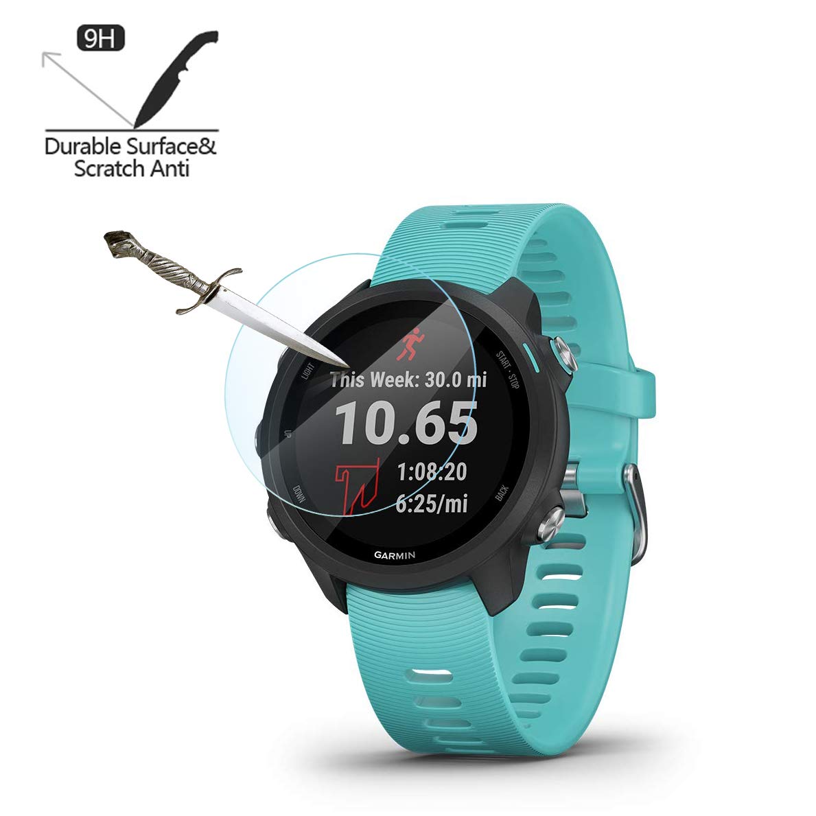 AKWOX Pack of 4 Compatible with Garmin Forerunner 45 45S 245 245 Music Tempered Glass Screen Protector, [0.3mm 2.5D High Definition 9H] Screen Protector for Garmin Vivoactive 3