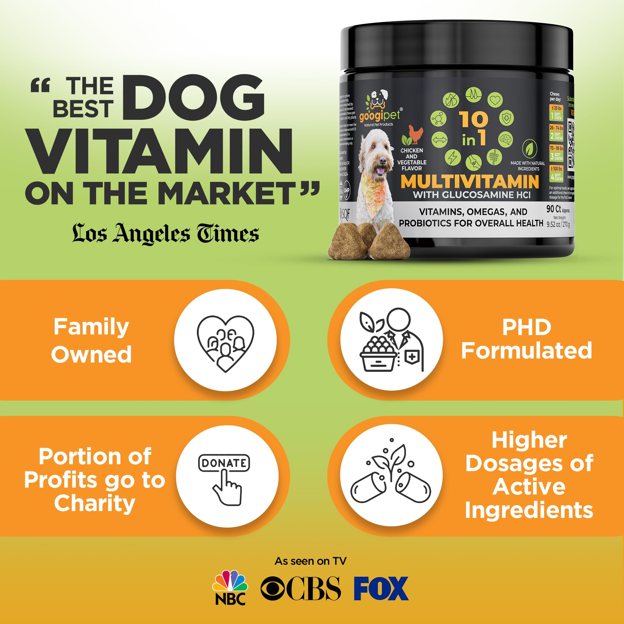 Googipet Multivitamin 2 Pack Bundle - 1 90 Count Chicken & Vegetable Flavor + 1 90 Count Peanut Butter & Pumpkin Flavor