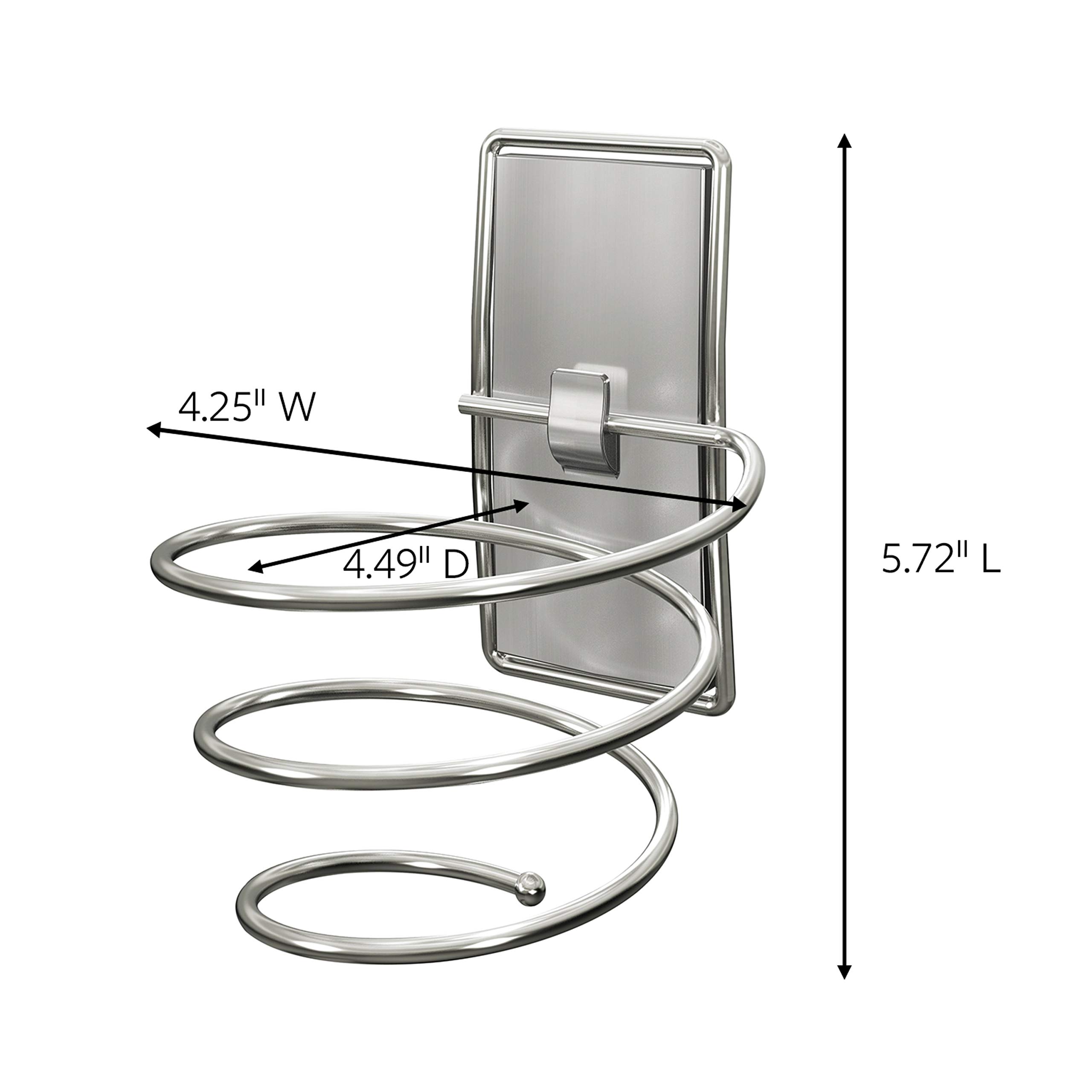 Command Hair Dryer Holder, Satin Nickel, 1-Holder, 2-Water-Resistant Strips, Organize Damage-Free