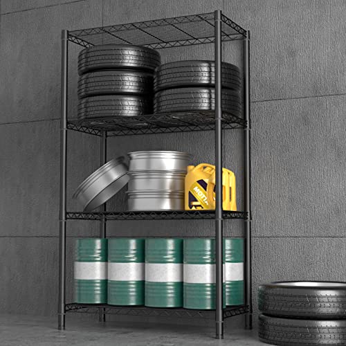 SINGAYE 4-Shelf Adjustable, Heavy Duty Storage Shelving Unit (350 lbs Loading Capacity per Shelf), Steel Organizer Wire Rack, Black (36" L x 14" W x 54" H)