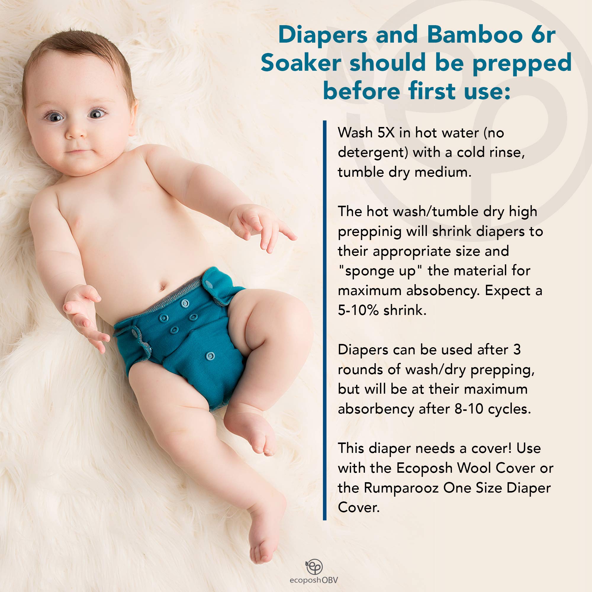 Kanga Care Ecoposh OBV One Size Adjustable Absorbent Pocket Fitted Cloth Diaper for Heavy Wetter Nighttime Organic Bamboo Velour | Saffron (Yellow) 6-35+ lbs