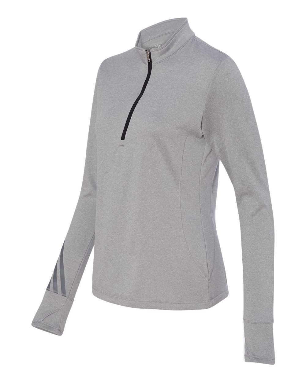 adidas Women's Brushed 1/4 Zip Jacket, Mid Grey Heather/Black, Medium