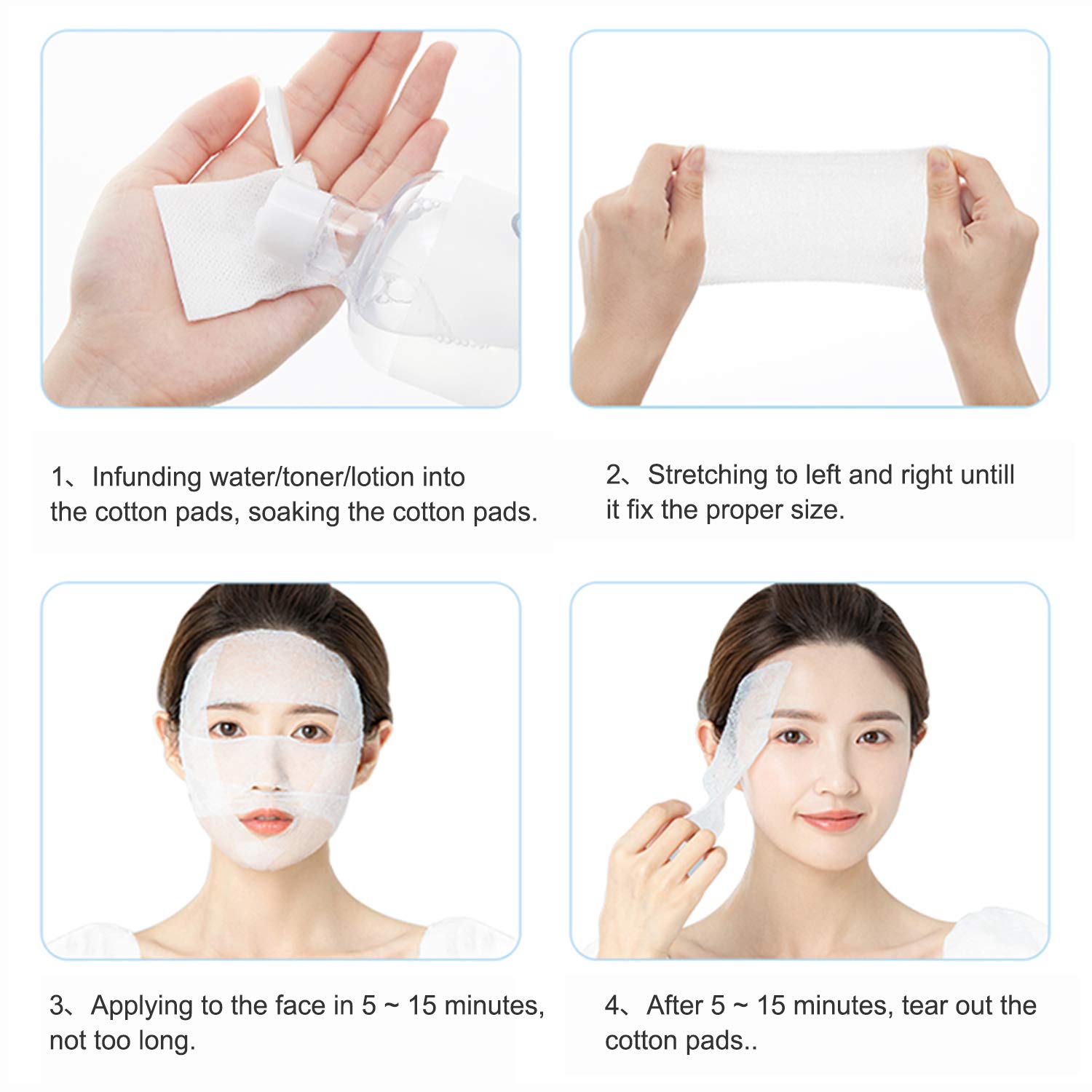 ALANDEN Stretchable Cotton Pads,Face Wet-Apply Bath Facial Soft Pure Cotton,Water-Saving Absorbent Cotton Rounds,For Face Makeup Removal Nail Polish Removal(200 Count)