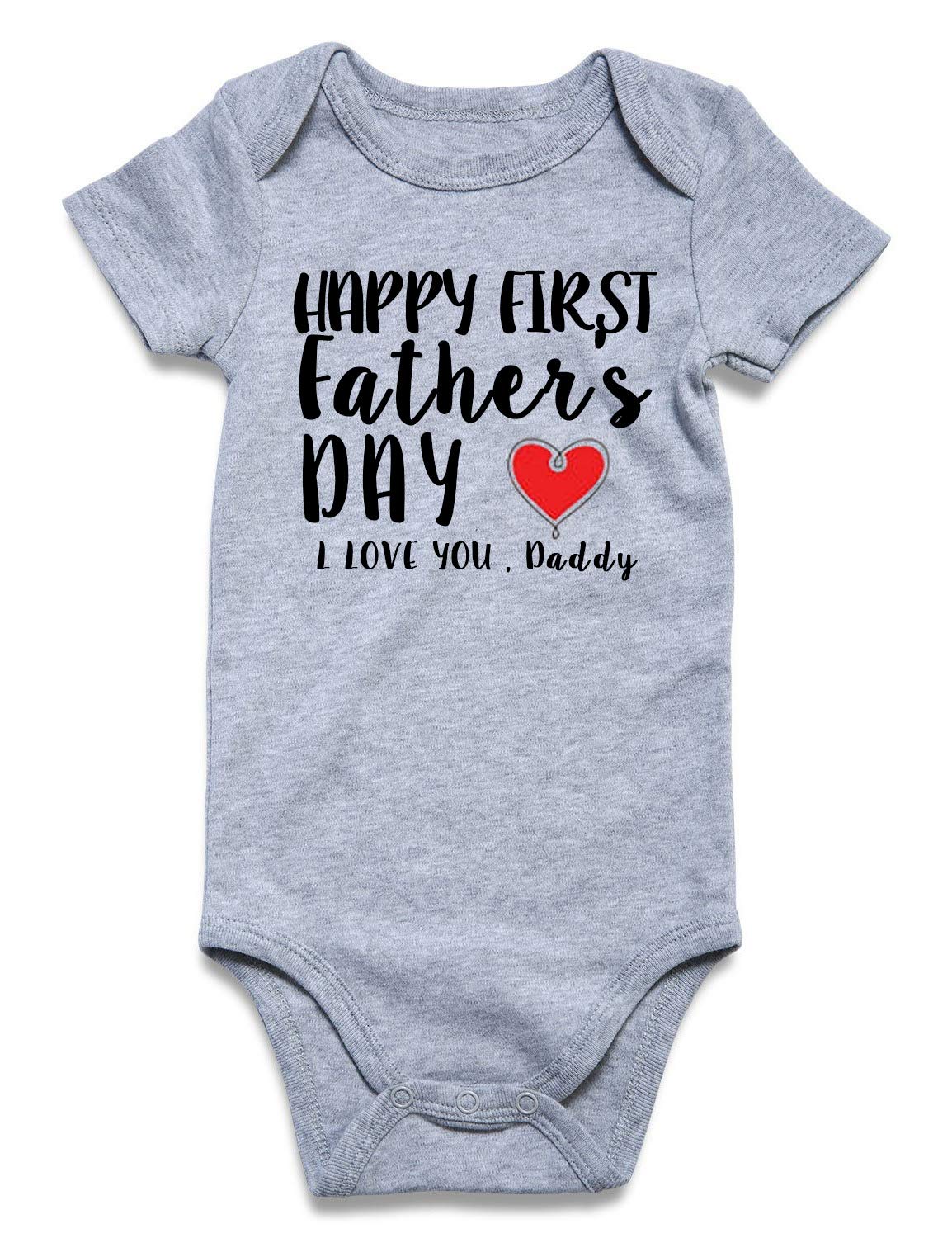 Lovekider Toddler Unisex-Baby Bodysuit Happy First Fathers Day Short Sleeve Newborn Romper Jumpsuit Breathable Print Infant Apparel(0-3 Months)