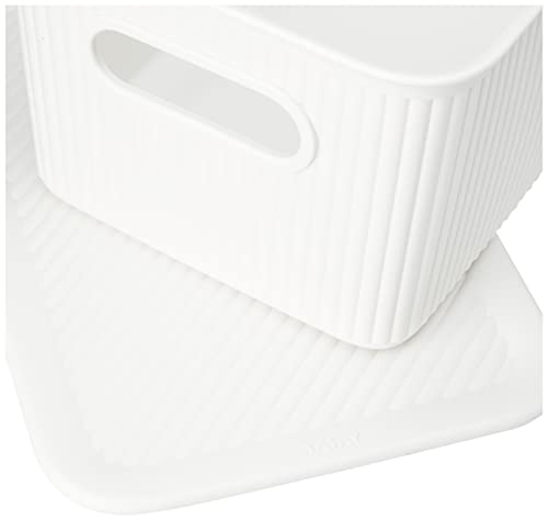 Tatay 7010901 Multipurpose Organizer Basket Set with Lid, 3X White, Medium