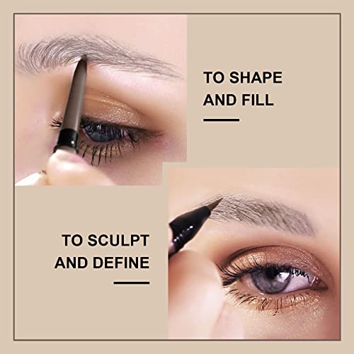Music Flower 2 in 1 Eyebrow Pencil,Waterproof & Long Lasting Liquid Eyebrow Pen,Dual Ended Pencil Fills and Defines Brow Tint with the Precision & Definition of Microblading,Chestnut