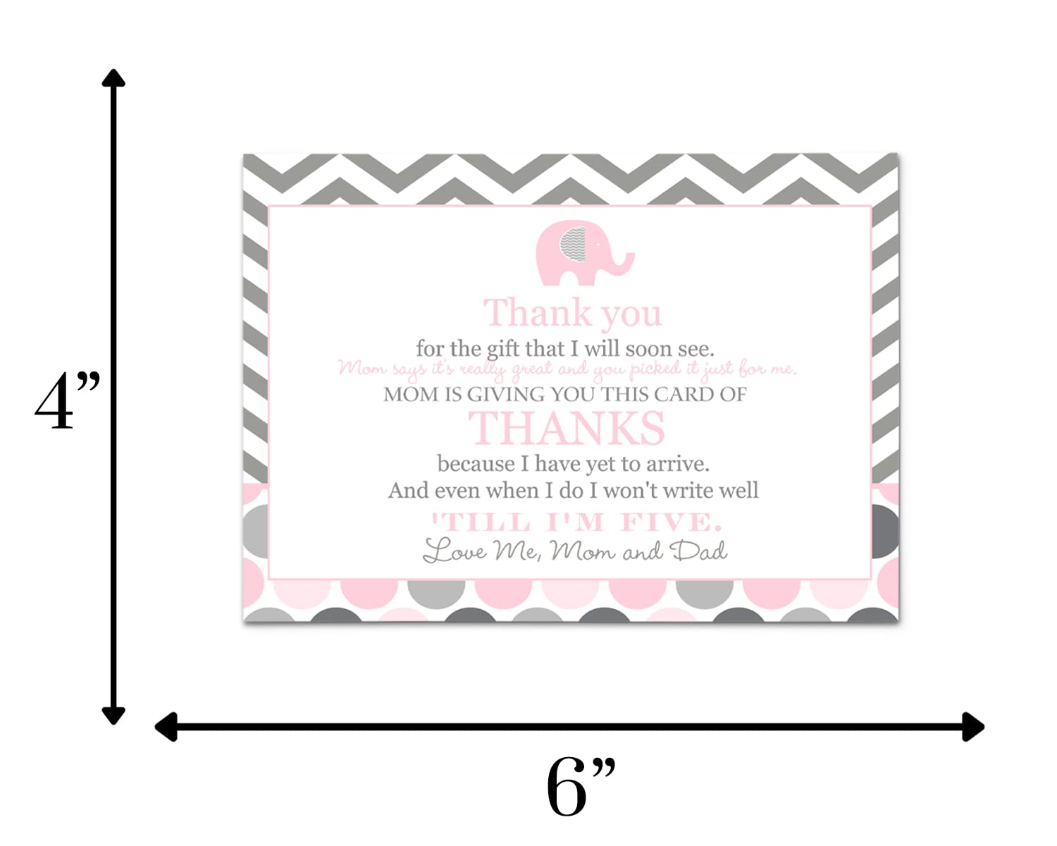 Paper Clever Party Pink Elephant Baby Shower Thank You Postcards (15 Pack) Girls Notecards Only - Eco-friendly – Postal Note with Message from Newborn – Cute Princess Jungle – Printed Size 4x6