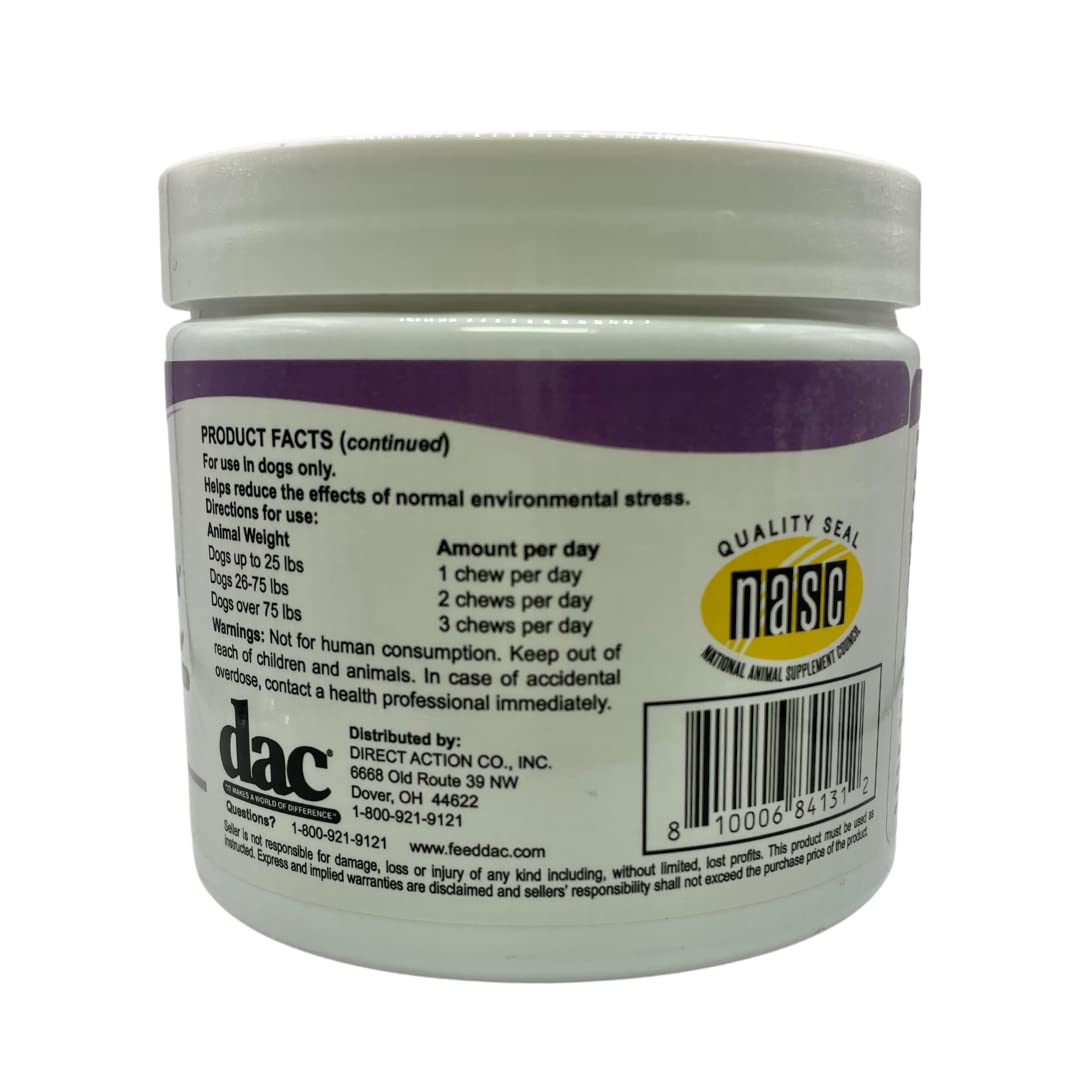 dac Peace and Calm Soft Chews- Helps Promote Relaxation, Reduce Anxiety, Stress, Noise Anxiety, and Motion Sickness with Travel.