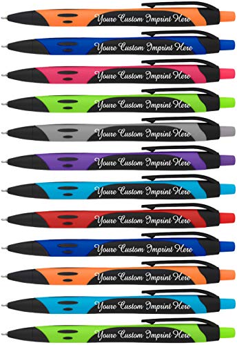 Your Name Custom Printed on our Bentley Rubberized Two-Tone Soft Touch Ballpoint Pen is a stylish, premium pen, black ink, medium point. Box of 12 - PERSONALIZED FREE (Orange)