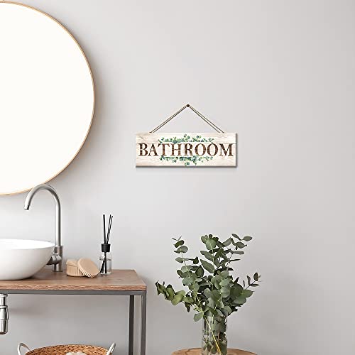 Bathroom Sign Wall Decor, Bathroom Wall Art Farmhouse Bathroom Sign Wood Hanging Wall Plque Decorative for Bathroom, Christmas Gift for Home, 4.7x13.7 Inch, Small