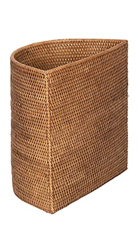 KOUBOO 1030082, Honey Brown Handwoven Half-Moon Rattan Waste Basket