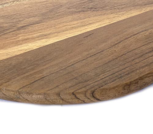Affinty Decor Wood Cutting Board Round Paddle for Meat Bread Serving Board Charcuterie Board Circular Circle Cutting Board (Brown_12x16")