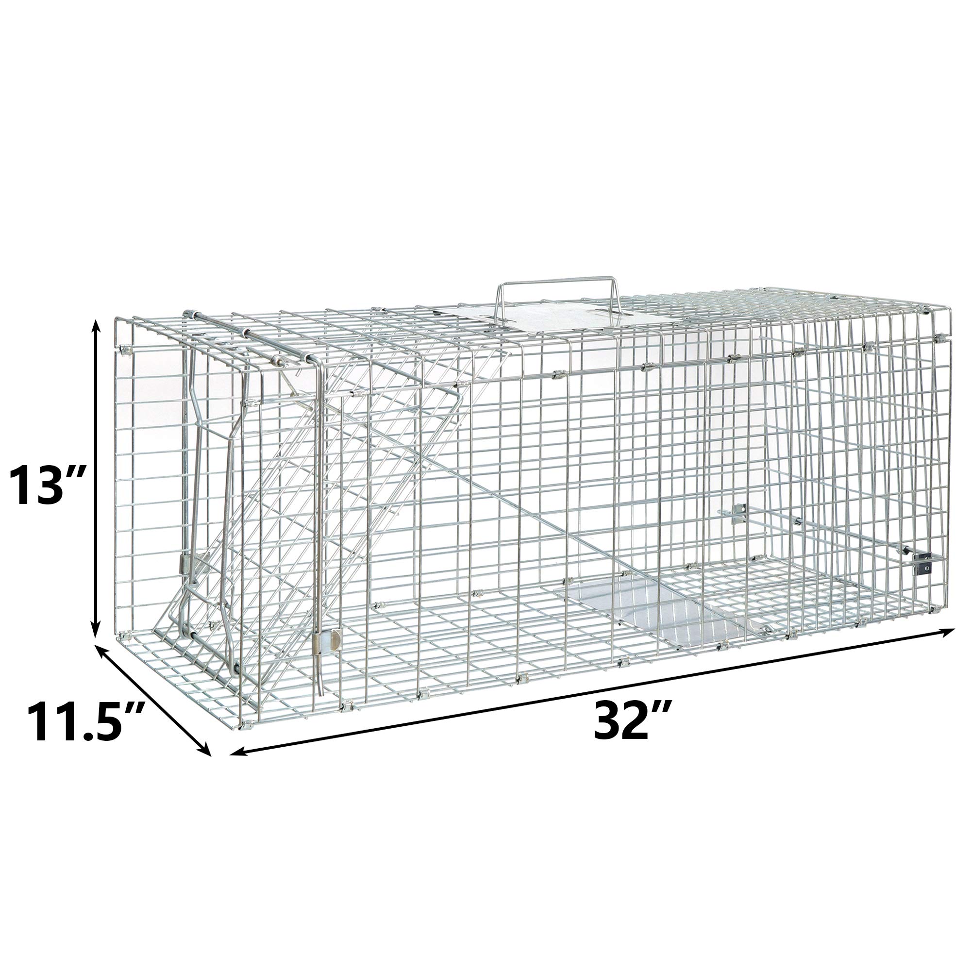 ANT MARCH Live Animal Cage Trap 32"x11.5"x13" Steel Humane Release Rodent Cage for Rabbits, Stray Cat, Squirrel, Raccoon, Mole, Gopher, Chicken, Opossum, Skunk, Chipmunks, Groundhog