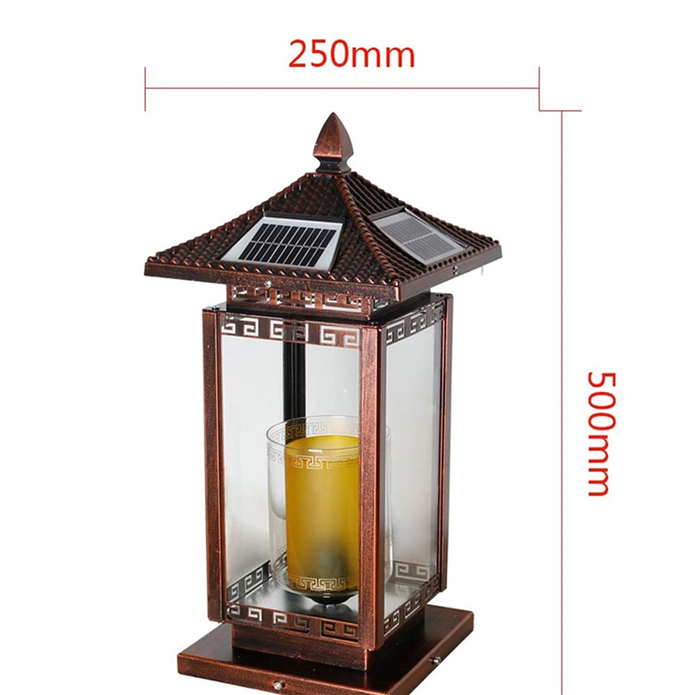 KLFJFD Solar Lights Outdoor,Chinese Style Solar Wall Lamp Outdoor LED Column Head Light Creative Outdoor Waterproof Column Light,for Home Garden