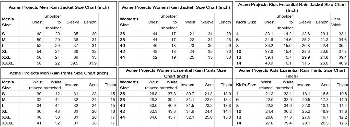 Acme Projects Rain Suit (Jacket + Pants), 100% Waterproof, Breathable, Taped Seam, 10000mm/3000gm, YKK Zipper (Men's, Large, Black)