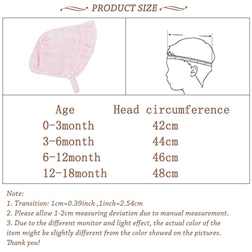 Keepersheep Infant Baby Girls' Bonnet Hat Cap, Cotton Flower Print Embroidery Bonnet(12-18 Months, White)