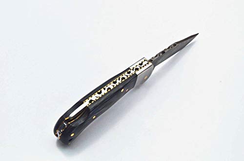 6.75'' Custom Hand Made Forged Knife Hunter Knife Damascus Steel Bowie Knife Handle Ironwood Folding with Leather Sheath