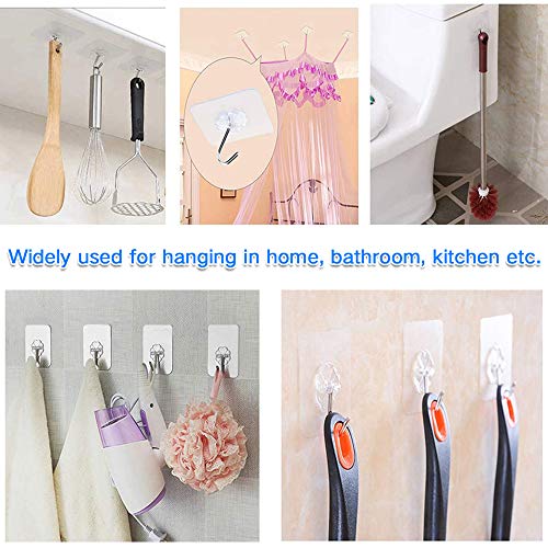 ZCgel Adhesive Wall Hooks - 10 Pack Heavy Duty 15lb(Max, Transparent Removable Utility Hooks Waterproof Sticky Hooks for Hanging Decoration Bedroom Bathroom Kitchen Garage