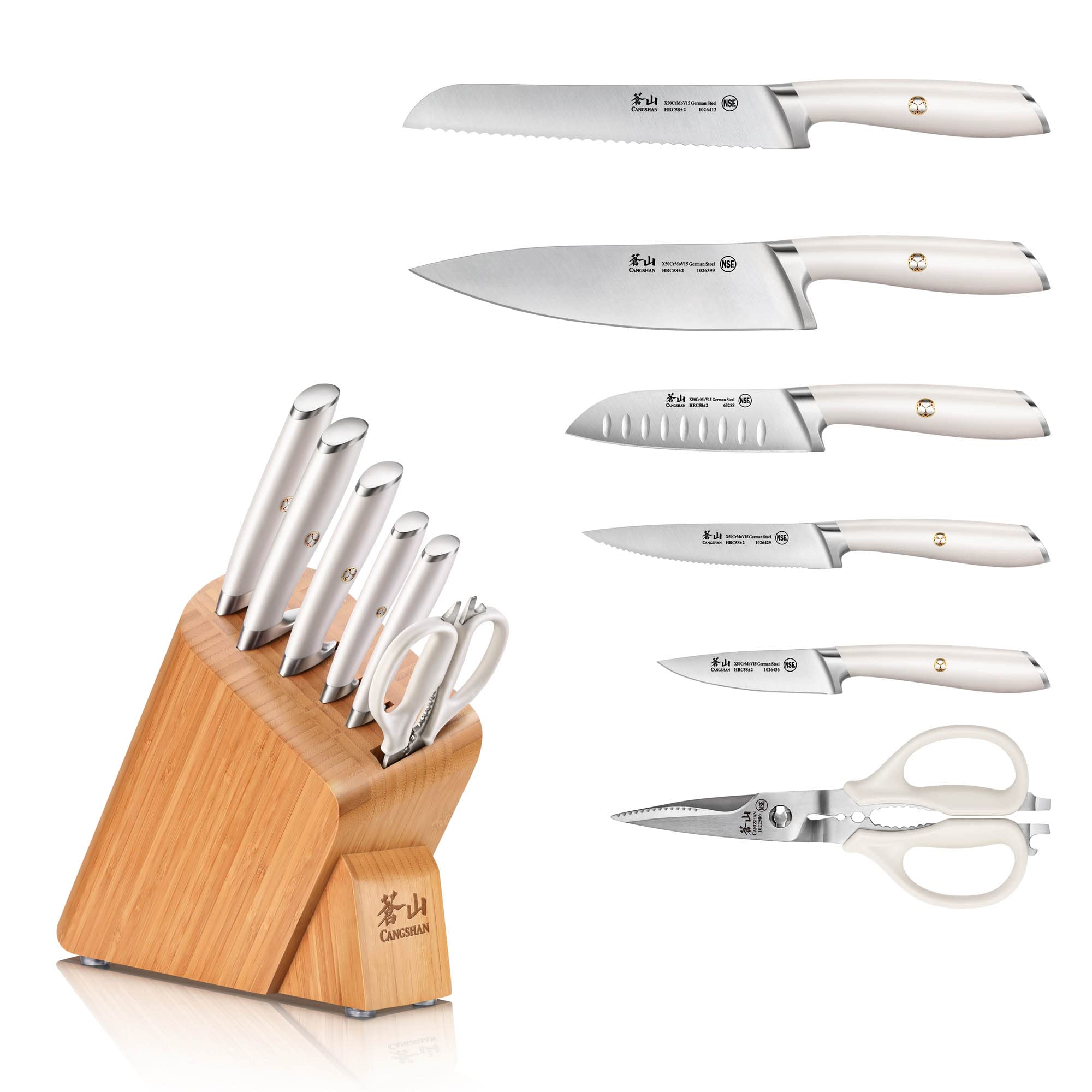 Cangshan L1 Series 1026610 German Steel Forged 7-Piece Knife Block Set