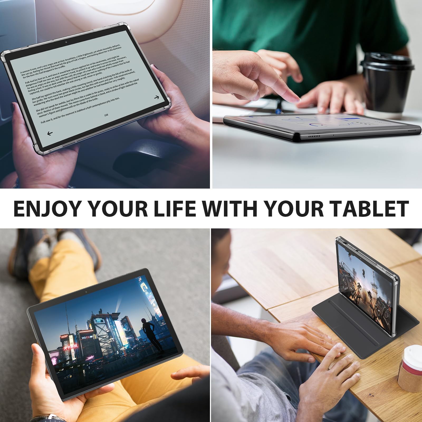 Android Tablet, 10 inch Tablet with 8000mAh Battery, 32GB ROM (512GB Expand), Dual Camera, Android 12 Tablet with Protective Cover, WiFi, Bluetooth, HD Touch Screen, Google GMS Certified