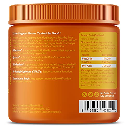 Zesty Paws Liver & Kidney Support Supplement for Dogs - with Milk Thistle Extract, Turmeric Curcumin, Cranberry & Choline - Natural & Grain Free Soft Chew Formula - for Dog Liver Function & Detox