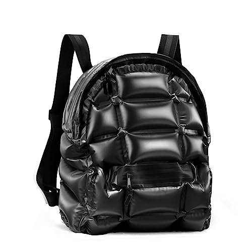 BUTI4WLD Puffer Backpack Travel Gym Bag Fashion Inflatable Designed Waterproof Backpack and Lightweight with Large Capacity Backpack for Women and Men, Black