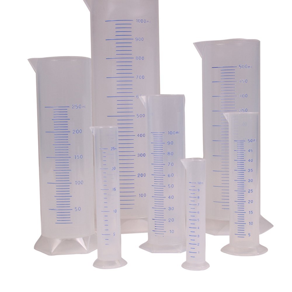 hand2mind Graduated Cylinder Set, Polypropylene Measuring Cylinder, Plastic Graduated Cylinder Container, Lab Equipment, Lab Tubes, Chemistry Science Supplies, School Lab Supplies (Set of 7)