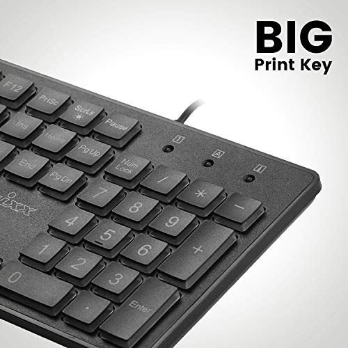 Perixx PERIBOARD-317 Wired Backlit USB Keyboard, Big Print Letter with White Illuminated LED, US English Layout