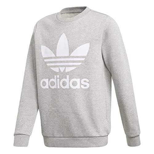 adidas Originals unisex-youth Trefoil Crew Sweatshirt Medium Grey Heather Large