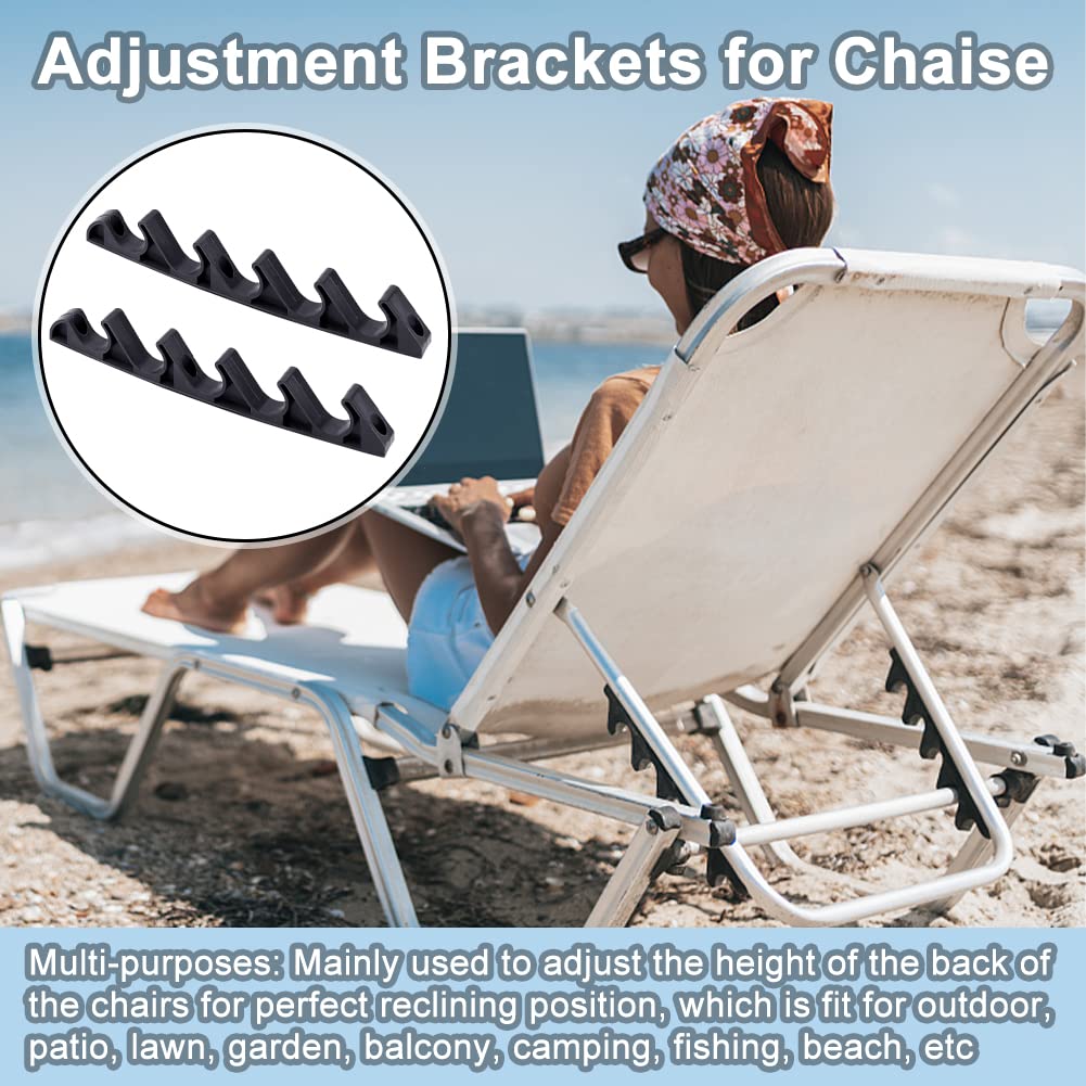 AHANDMAKER 4 Pcs Adjustment Brackets for Chaise, 5 Position Back Support Adjuster for Outdoor Patio Lounge, Plastic Hook Hangers, Vertical Hook Rack for Recliner Parts Replacement, Black