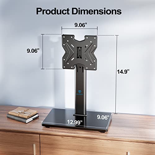 PERLESMITH Swivel Universal TV Stand/Base - Table Top TV Stand for 19-43 inch LCD LED TVs/Monitor/PC - Height Adjustable TV Mount Stand with Tempered Glass Base, VESA 200x200mm, PSTVS07