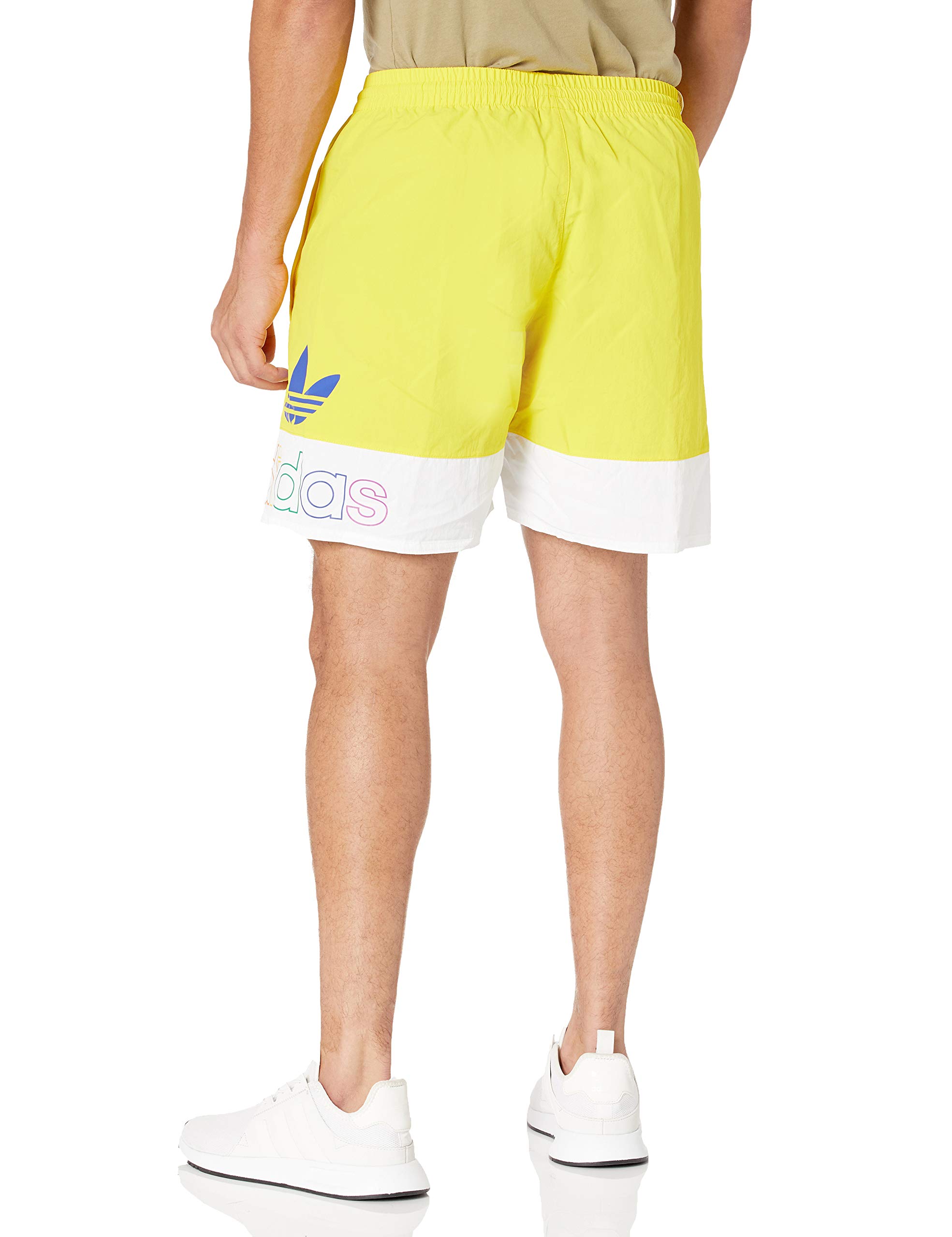 adidas Originals mens Pride Freestyle Woven Shorts Yellow/White X-Large