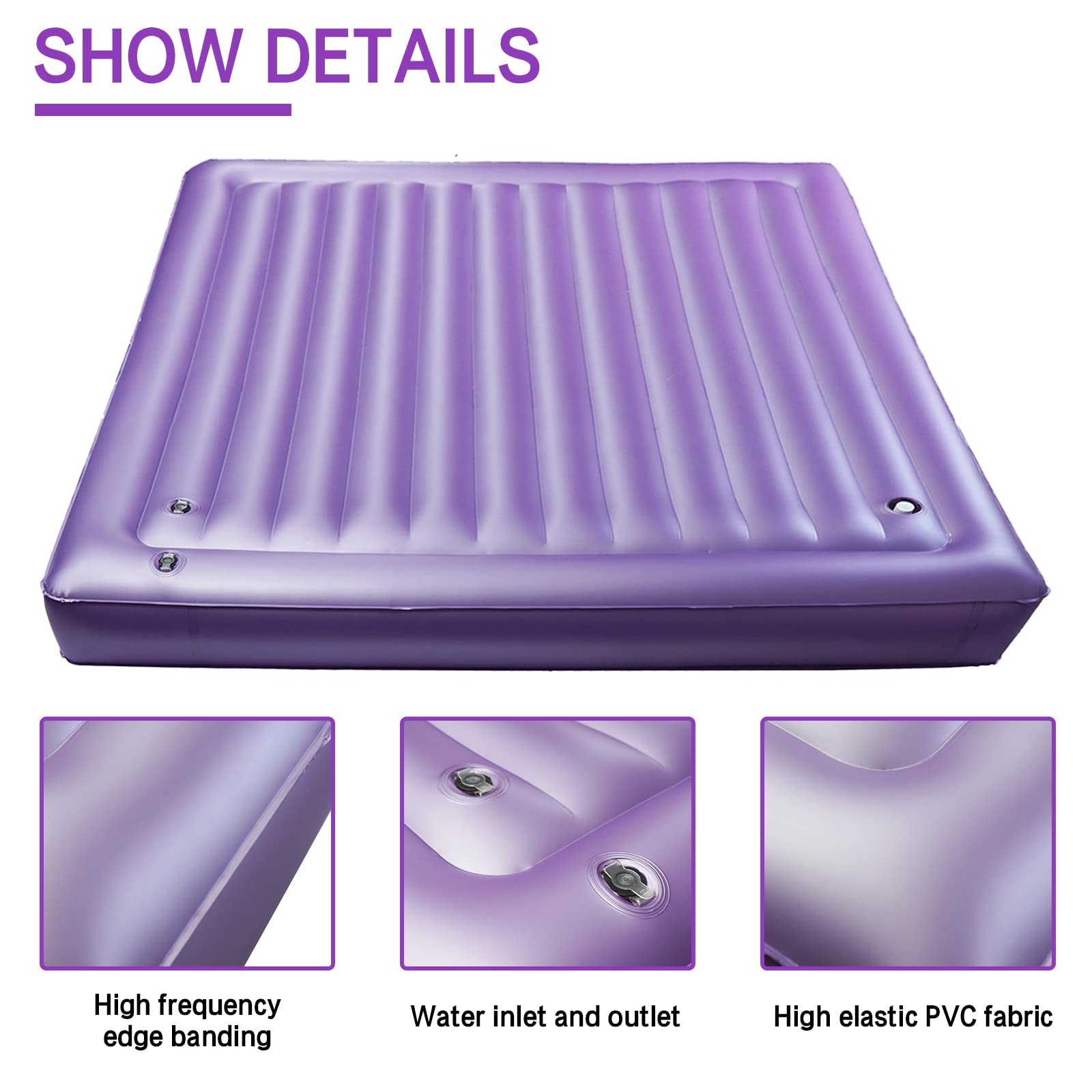 NA Square Waterbed Mattress - Water and Air Dual Purpose Waterbed Insert Mattress High Capacity Water Bed Full Size (Full,54×75x7.9inch, 95% Small Wave)