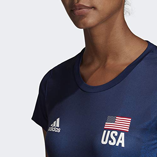 adidas Women's USA Volleyball Primeblue Replica Tee Team Navy Blue/Glory Blue M