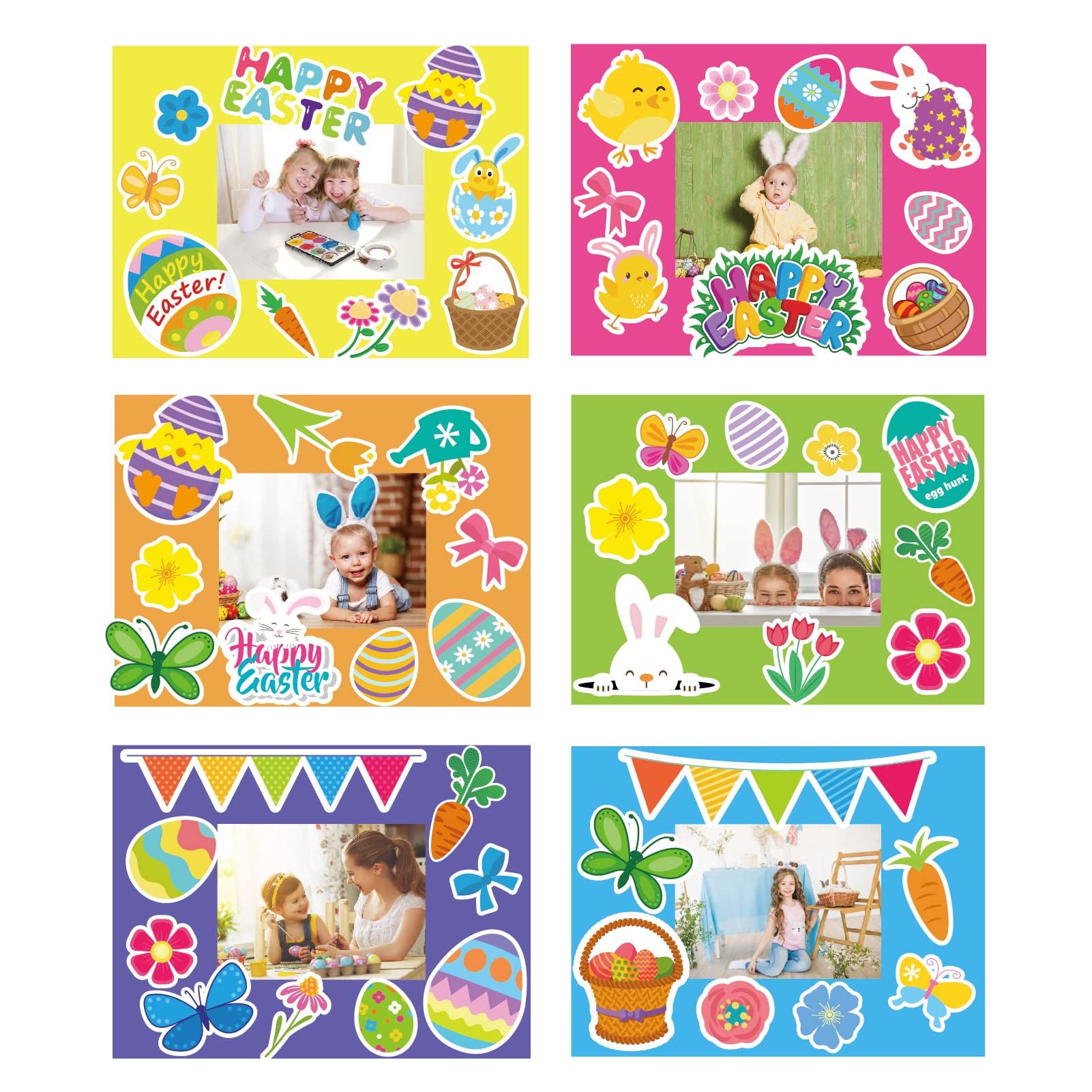 chiazllta Easter Kid's Craft Kits Easter Picture Frames Craft Bunny Egg DIY Photo Frames Suitable for Easter Class Game Activities Gift for Kids