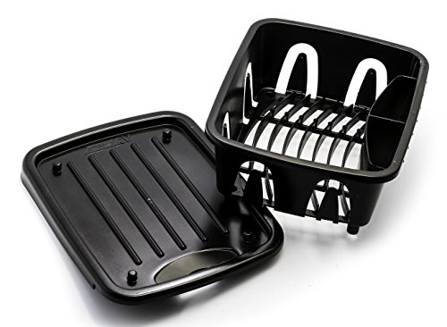 Camco Mini Dish Drainer and Tray | Fits RV Sinks and Small Counter Spaces | Durable Heavy-Duty Construction | (43512) , Black