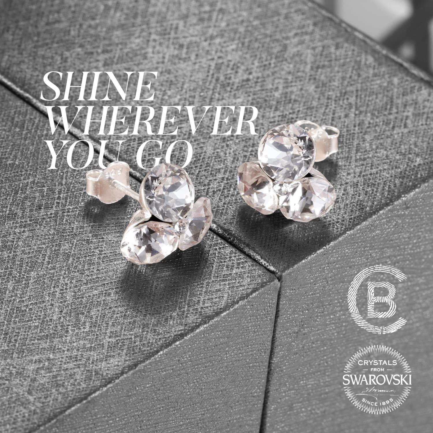 Chic Bijoux Birthstone Stud Earrings for Women, Handmade Earrings With 4 Austrian Crystals and 925 Sterling Silver, Gift for Her, Mom, Crystal Flower Jewelry, Xiris Collection