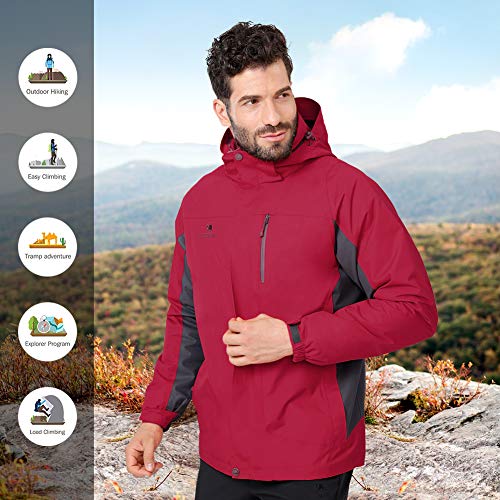 CAMEL CROWN Men’s Ski Jacket 3 in 1 Waterproof Winter Jacket Snow Jacket Windproof Hooded with Inner Warm Fleece Coat