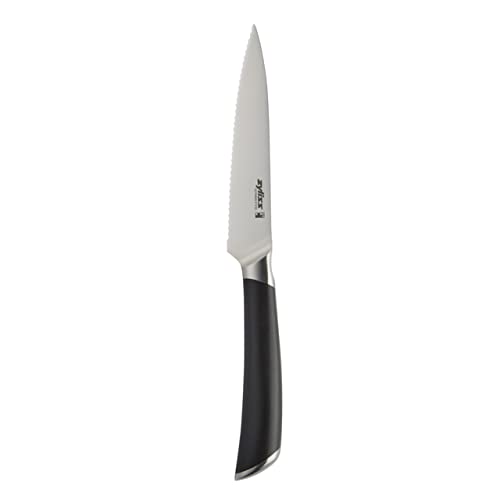 Zyliss Comfort Pro Serrated Paring Knife - Full Tang Vegetable & Bread Knife - Ice Hardened Stainless Steel Serrated Knife - Black/Stainless Steel - 4.5 inches