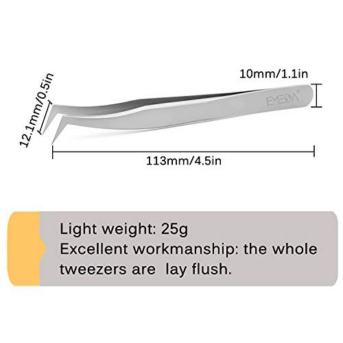 EMEDA Eyelash Extension Tweezers for Volume Lashes Professional Precision Stainless Steel VETUS 6A-SA Mega Curved Tips Flat Tweezer Tools for Individual Eye Lash Extensions Fan Supplies