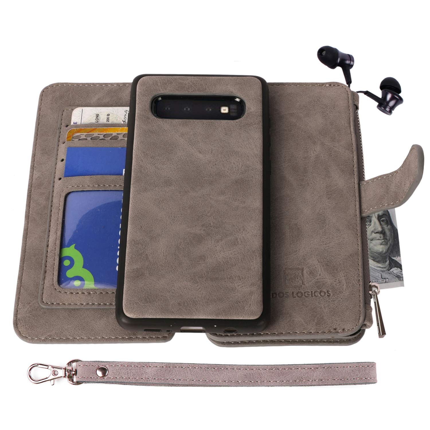 MODOS LOGICOS Case for Samsung Galaxy S10 Plus 6.4", [Detachable Wallet][Cash Storage][9 Card Slots 1 Id Window] Glitter PU Leather (Smooth Finish) Purse with Removable Inner Magnetic Case - Rose Gold