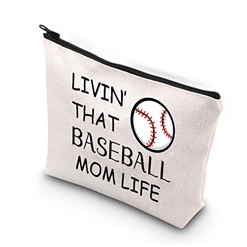 BDPWSS Baseball Mom Makeup Bag Softball Mom Gifts For Women Baseball Player Gift Living That Baseball Mom Life Baseball Lover Gift (Mom life baseball)