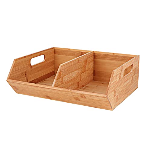 Bamboo Organizer Bin, Multi Purpose Organizer for Kitchen Supplies Holder, Fruit Bin, Cabinets, Pantry and Onion Storage Bin