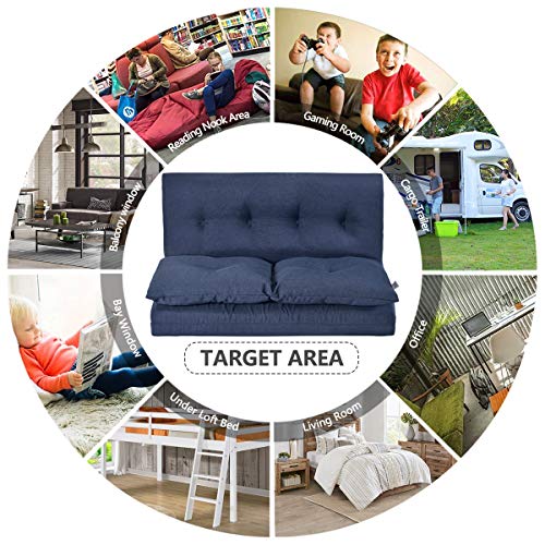 Merax Floor Gaming Sofa Chair Fabric Folding Chaise Lounge, 28" L x 41"W x 23"H, Navy Blue