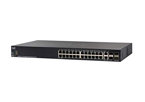 Cisco SG350X-24 Stackable Managed Switch | 24 Gigabit Ethernet (GbE) Ports | 2 x 10G Combo + 2 x SFP+ Ports | Limited Lifetime Protection (SG350X-24-K9-NA)
